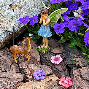 Mood Lab Fairy Garden - Miniature Accessories and Figurines Kit - Deer Set of 7 pcs - for Outdoor or House Decor