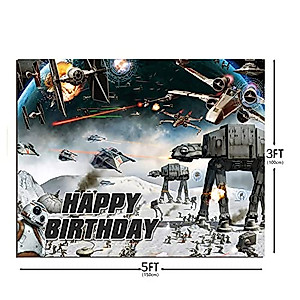 Outer Space Galaxy Wars Photography Backdrop Black Stars Science Fiction Photo Backgrounds Kids Boys Birthday Decorations Cake Table Banner 5x3ft