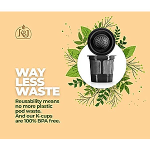 K&J Reusable K Cups Compatible with Keurig, 4 Pack, Black - Includes Freedom Clip for Compatibility With Keurig 2.0 Machines