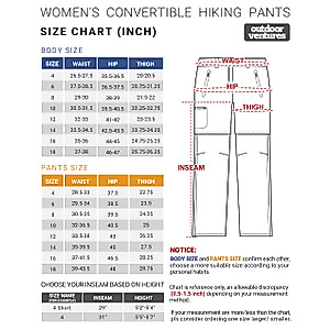 Outdoor Ventures Women's Convertible Pants, Quick Dry Hiking Zip-Off Pants, Stretch Lightweight Cargo Pants Grey