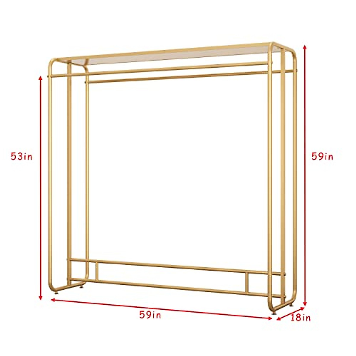 FONECHIN Heavy Duty Gold Clothing Rack for Boutique Use, Metal Garment Rack with Top Shelf, Dual-bar Clothes Rack for Retail Display