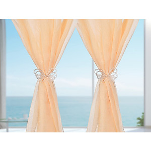 SUQ I OME 2 Pack of Handmade Sparkling Crystal Beaded Magnetic Curtain Tiebacks with Butterfly,Wedding Curtain Buckle Drapery Holder Girl's Room Decorations