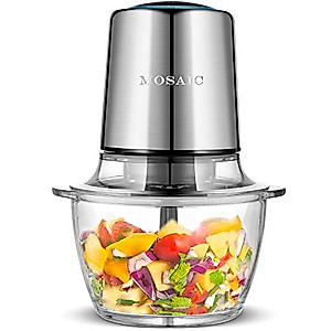 Electric Food Processor,Food Chopper with Garlic Peeler and Titanium Coating Blades, 5 Cup Glass Bowl for Vegetables Fruit Salad Onion Garlic Meat Ice Chopper