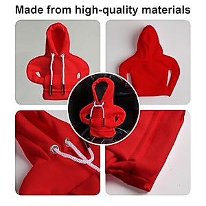 2Pcs Car Shift Knob Hoodie,Gear Shift Hoodie,Funny Sweater Hoodie for Gearshift,Automotive Interior Accessories（Red and Gray）
