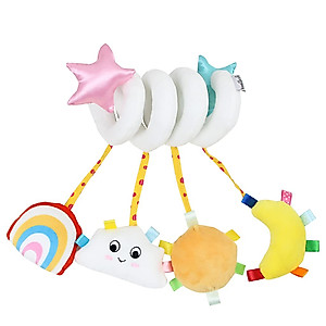 KAKIBLIN Hanging Toys for Car Seat Crib Mobile, Infant Baby Spiral Plush Toys for Crib Bed Stroller Car Seat Bar, White