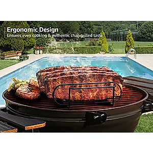 Sorbus® Non-Stick Rib Rack – Porcelain Coated Steel Roasting Stand – Holds 4 Rib Racks for Grilling & Barbecuing (Black)