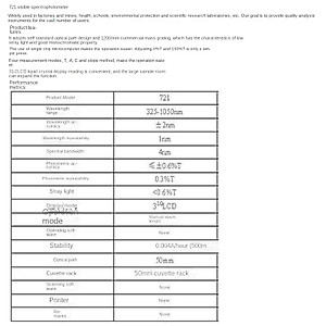 Laboratory Spectrophotometer, 325-1050 nm Wavelength Range, 4nm Tungsten Lamp Laboratory Analytical Equipment Spectrometer