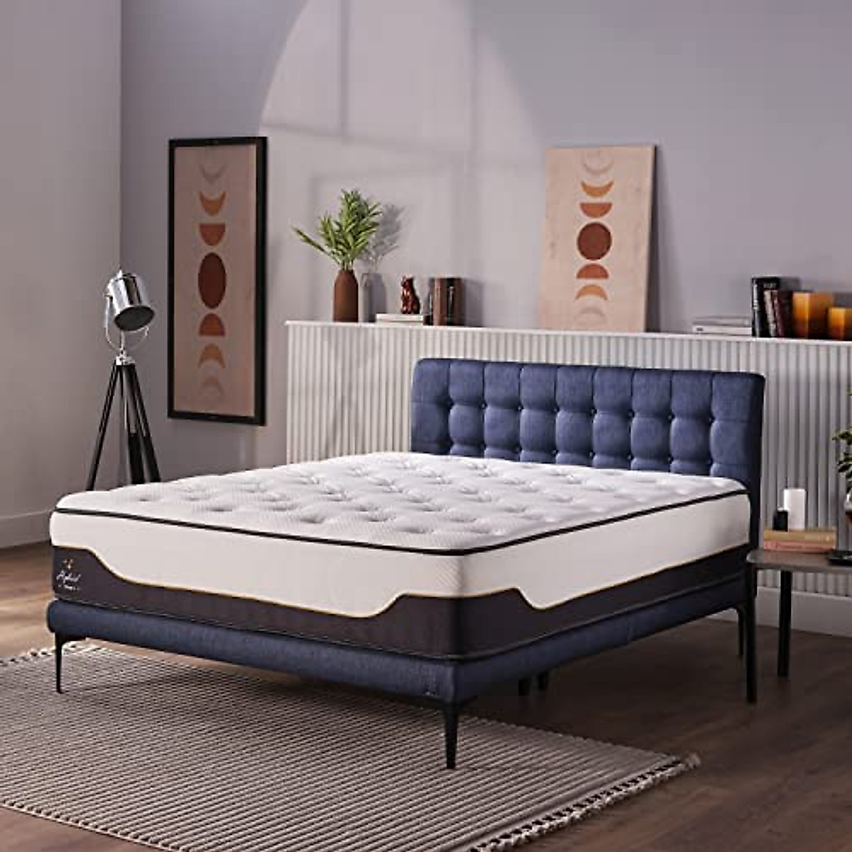 Bsleep Hybrid Mattress Queen 13" | Bamboo Charcoal Memory Foam | Cotton Cover | CertiPUR-US Certified | Bed-in-a-Box | Back Pain Relief Support | Medium Firm