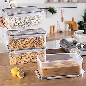 Luvan 4PCS Airtight Food Storage Containers, 3.2L BPA-Free Plastic Spaghetti Container for Pasta Organizer, Air Tight House Kitchen Pantry Organization & Storage Rice, Coffee, Tea, Nuts, Spaghetti