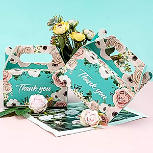 WRAPAHOLIC 24 Pack Thank You Treat Boxes - Blue Boho Floral Design Cardboard Box, Perfect for Wedding, Birthday, Celebrating and Party - 6.25 x 3.5 x 3.5 Inch Each