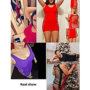 Avidlove Women's Fishnet Lingerie Mesh Chemise Babydoll Mini Dress Bodysuit Dark Blue Small