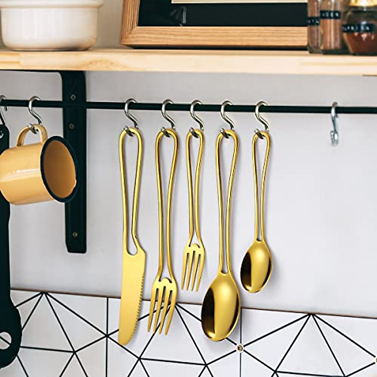 Silverware Flatware Set Hollow Out Rose Gold Handles 40-Piece Stainless Steel Cutlery Set Tableware Utensils for 8，Dishwasher Safe，Home，Wedding Gift,Dinner Party, Everyday Use