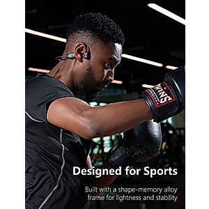 klatre Bone Conduction Headphones【2023 Version】, LS1 Open-Ear Headphones Bluetooth 5.2 Wireless for Cycling/Workout/Running, Deep Bass, Water Resistant Headset with Dual Mics - Rock