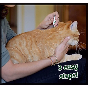 ALZOO Flea & Tick Squeeze-On for Cats, Helps Repel Fleas, Ticks & Mosquitos, Up to 3-Months Protection, 100% Plant-Based Active Ingredients, Water-Resistant, 3 EZ-On Applicators Per Pack