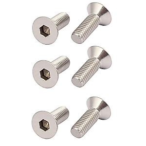 uxcell M6x18mm 316 Stainless Steel Flat Head Hex Socket Cap Screws Silver Tone 6pcs