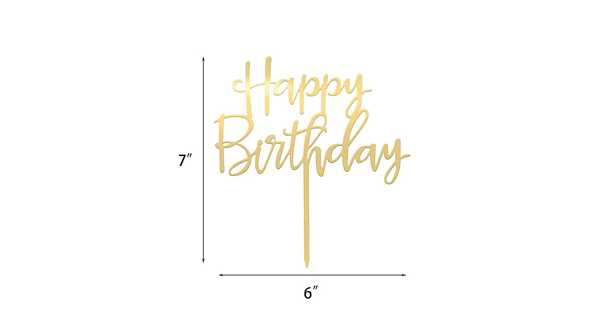CC TOWN Elegant Gold Birthday Cake Topper