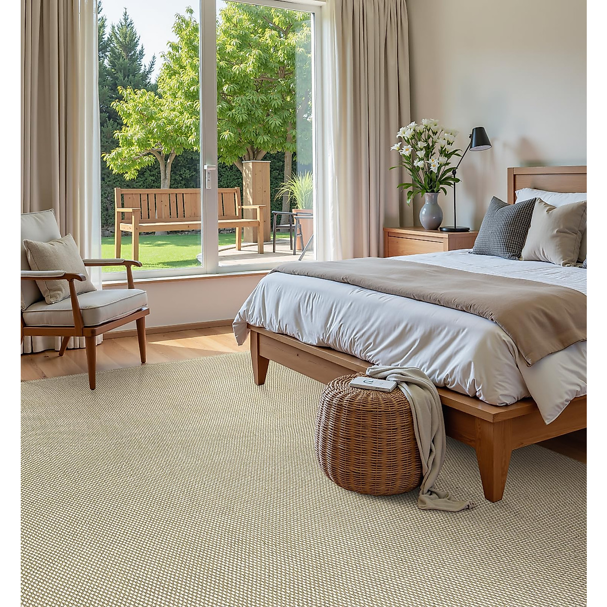 Moynesa Easy Jute Rug 5x7 Living Room Rug - 5x7 Area Rugs Natural Fiber Rugs for Bedroom, Farmhouse Indoor Outdoor, Hand Woven Sisal Rug Cotton Carpet for Home Office Decor, Natural & Beige