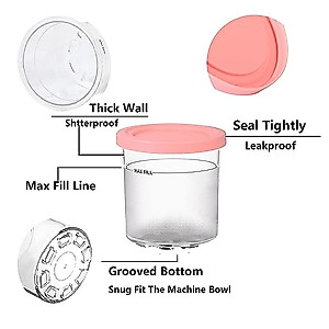 WHSSFINE Replacement Ice Creanm Pint Containers and Lids for Ninja Creami 16oz Cup Compatible with NC300 NC301 NC299AMZ Series Ice Cream Maker Leakproof Reusable Dishwasher Safe Set of 4