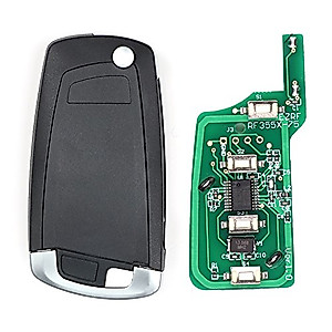 Beefunny 433MHz ID44 PCF7935 Chip Modify Replacement Flip Key for BMW 1998-2009 Remote Key Fob - EWS - HU92 Blade