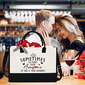 OASSIE Tote Bag With Zipper - Gifts For Women, Birthday, Christmas, Wife, Mom, Nana, Grandma, Thank You, Teacher - 13oz Canvas