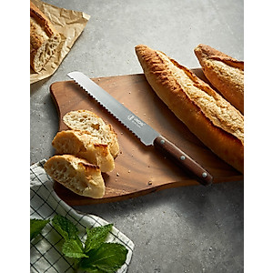 UMOGI Bread Knife 8 Inch with Sheath - German High Carbon Stainless Steel, Ergonomic Grip Full Tang Wood Handle - Serrated Edge Home Kitchen Knife for Bread Tomatoes & Cake