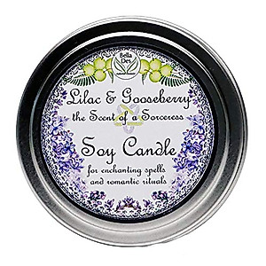 Lilac and Gooseberry Scented Soy Candle Tin | 5 ounces Hand Poured | Clean Burning Soy Wax | Yennefer Scent of a Sorceress by Bella Des Natural Beauty