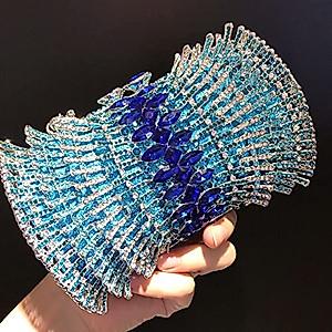 DEBIMY Womens Sparkly Crystal Evening Clutch Luxurious Rhinestone Wedding Evening Purse Bridal Prom Handbag Party Bag Sky Blue Colorful