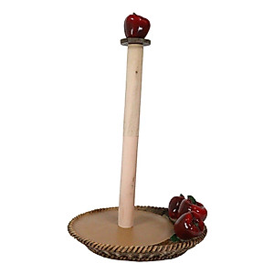 Ebros Gift Fresh Wipes Crisp Red Apples Harvest Basket Paper Towel Holder Figurine Dispenser for Rustic Country Kitchen Decor Old Fashioned Table Decorations