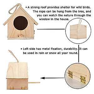 Hamiledyi Parakeet Nest Box Bird Nesting House Parrot Wood Breeding Bird Stand Perch Aviary Cage Box for Lovebirds Cockatiel Budgie Finch Conure Parrotlets Hummingbird
