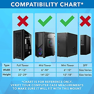 CPU Under Desk Mount Bracket - Computer Tower Wall and Under Counter Holder, 360 Degree Swivel Adjustable Height and Width Wall-Mountable