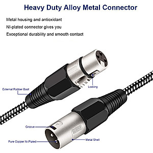 KINXIYU XLR Cable 20 FT, 3 Pin Nylong Braided Balanced XLR Male to XLR Female Microphone DMX Patch Cords (Pure Copper Conductors)