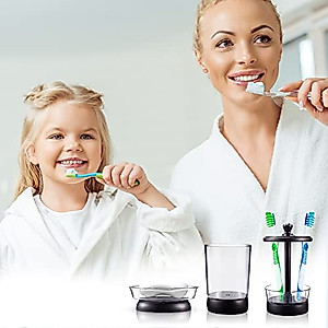 SLDIYWOW Bathroom Accessories Set, 8-Piece Plastic Gift Set with Toothbrush Holder, Toothbrush Cup, Soap Dispenser, Soap Dish, Toilet Brush Holder, Trash Can and Qtip Holders (Bronze)