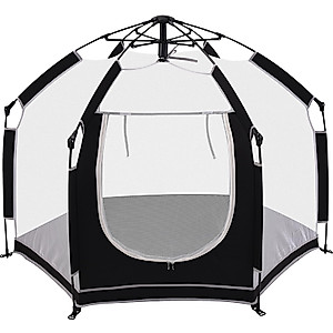 Baby Playpen, Extra Large Playard for Toddlers, 29+ sq. ft Space, Kids' Safety Playard & Activity Center, Large Ball Pit for Indoor & Outdoor, Portable Anti-Fall Playpen for Infants (Black)