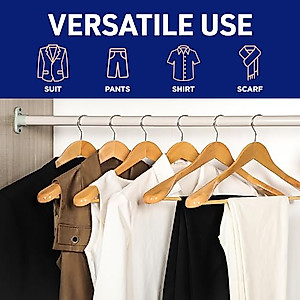 Lifemaster Solid Wooden Hanger Set - 6 Pieces Non-Slip Versatile Closet Space-Saving Hanger Set for Suit, Coat, Camisole, Jacket, Pants, and Dresses with 360° Swivel Hook - Natural Color