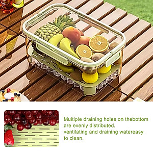 YUNLINLI 3 Pcs Large Fruit Storage Containers For Fridge with Removable Colanders, Airtight Food Storage Containers with Lids, Reusable Produce Saver with Handle, Stackable Plastic Fruit Veggie Saver