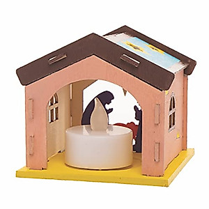 Baker Ross FC206 Nativity Stable Wooden Model Kit - Pack of 3, Tealight Holder to Decorate and Display, Wooden Crafts for Children, Ideal Christmas Arts and Crafts Project