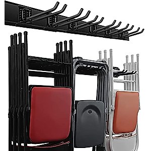 Wallmaster Garage Storage Organization Wall Mount, Garden Tool Rack Organizer Heavy Duty Folding Chair Hangers with 6 Adjustable Hooks 48inch Tracks Max Load 265lb