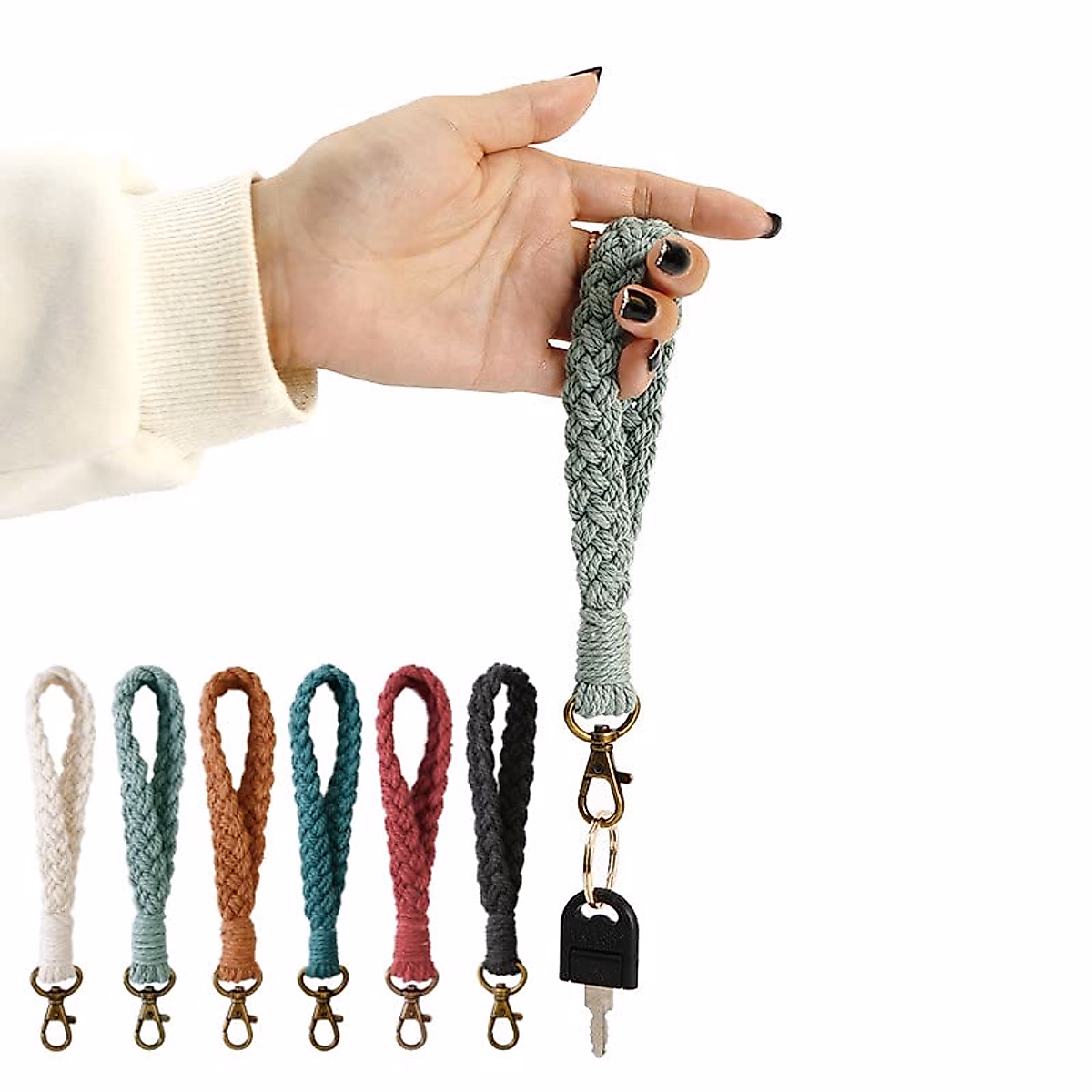Dannwlot 6pcs Boho Macrame Wristlet Keychain for Women Car Key Holder Lanyard Keyring Strap Wallet Pendant Teacher Mother's Day Gift