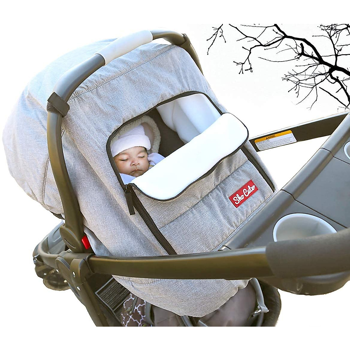 Sho Cute - Winter Baby Car Seat Cover for Boys Girls | Polar Fleece Newborn Cozy Carrier Covers I Warm Infant Carseat Canopy for Babies | Perfect for Cold Weather of Spring Fall and Winter | Soft Grey