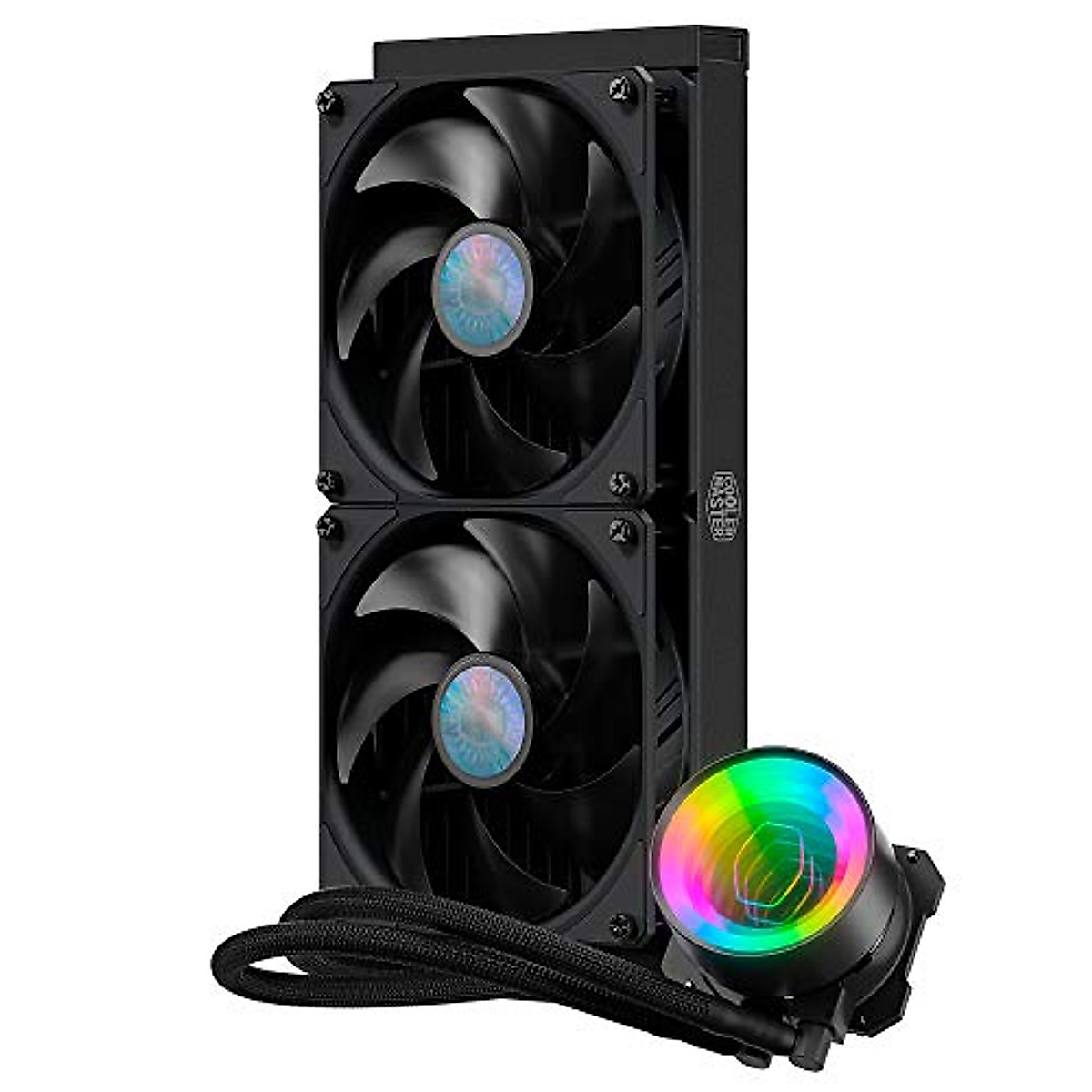 Cooler Master MasterLiquid ML280 Mirror ARGB CPU Liquid Cooler - 3rd Gen. Pump AIO Water Cooling System, 2 x 140mm SickleFlow V2 Fans, Enhanced 280mm Radiator - AMD & Intel Socket Compatible