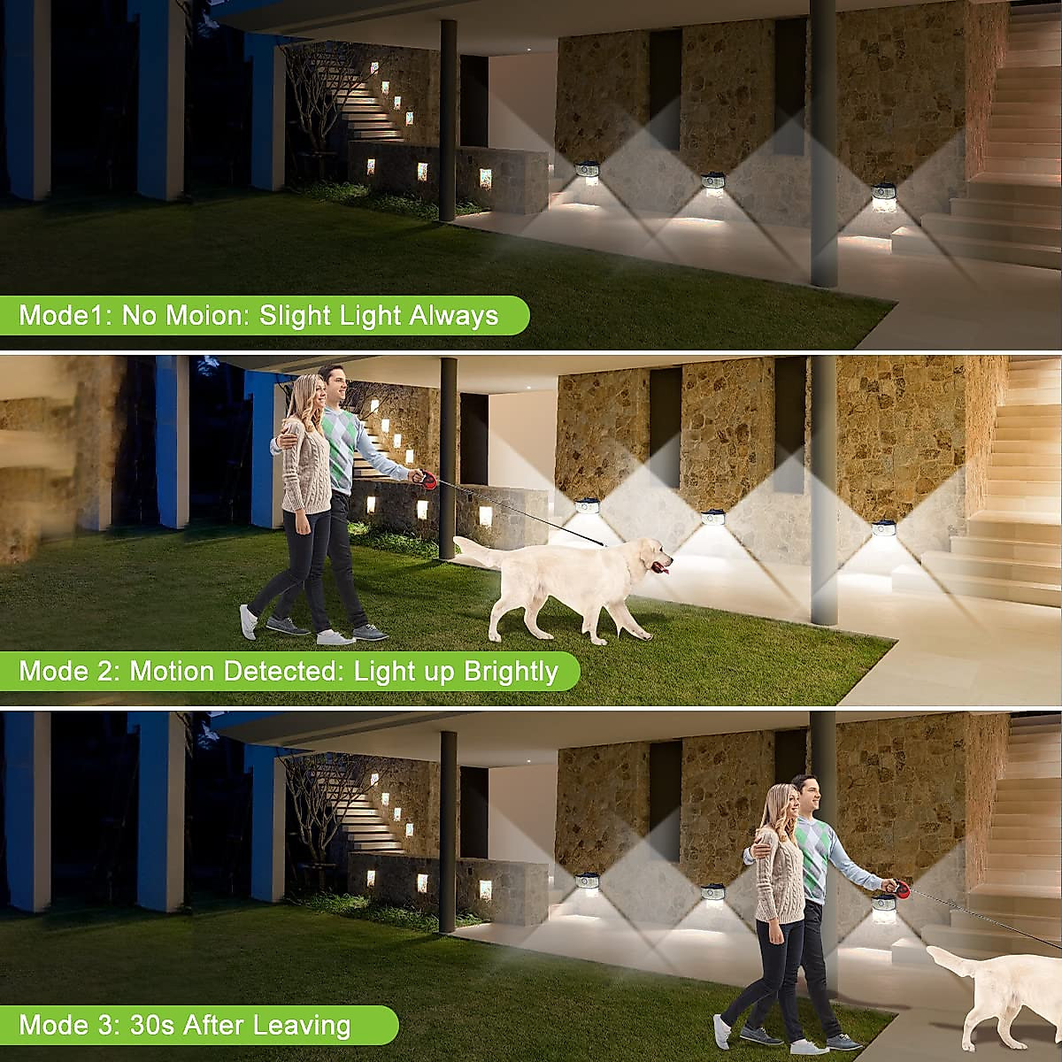 TWINSLUXES Solar Outdoor Lights, 3 Lighting Modes Solar Motion Sensor Security Lights, Solar Flood Lights 270°Wide Angle, IP65 Solar Wall Lights,Suitable for Front Door, Yard, Garage, Deck 2 Pack