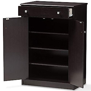 BOWERY HILL Contemporary Wooden Shoe Cabinet in Wenge Brown