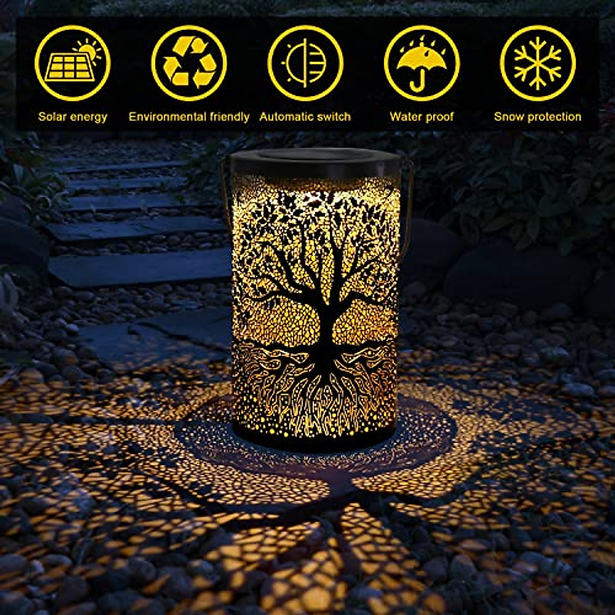 ZWOOS Solar Lantern for Outdoor, Waterproof Solar Lights, Hanging/ Standing, for Balcony, Patio, Garden Decoration