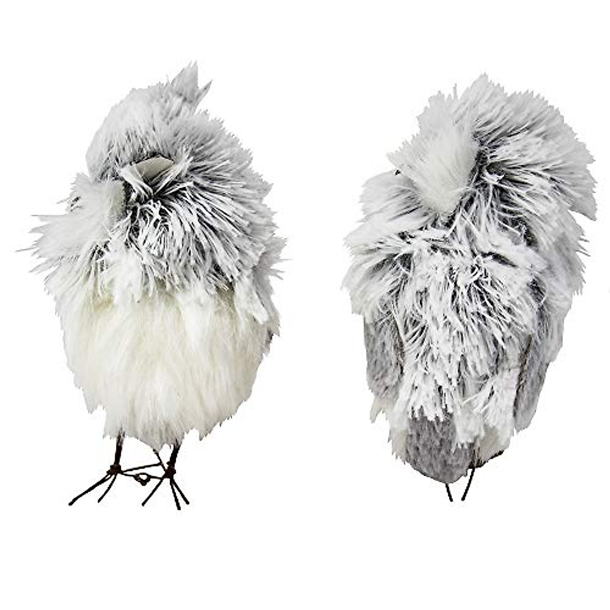 Kurt Adler 5-Inch Furry Gray Owl Set of 2