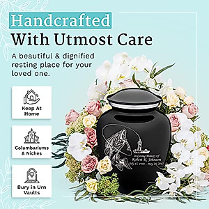 GetUrns - Embrace Fisherman Urns for Human Ashes, Cremation Urns for Adult Ashes Men & Women, Cremation Urn for Home, Vault, or Niche, 200 cu. in, Custom Single Engraving, Black