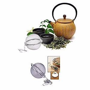 SHUO 2pcs Stainless Steel Tea Strainer Mesh Tea ball Filter Net Round With Chain