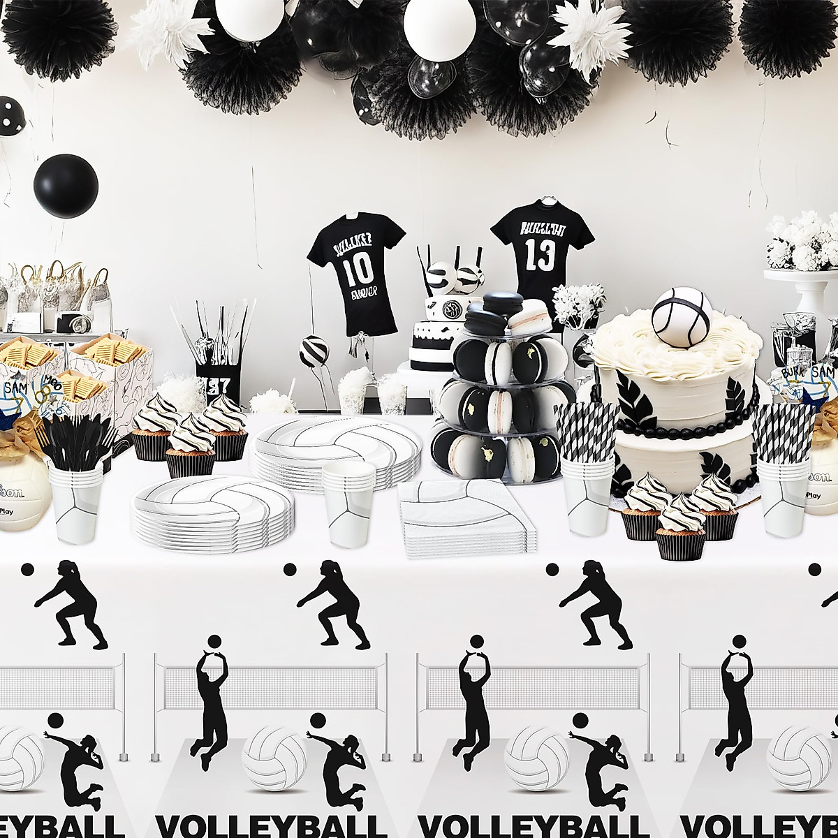 Xenorik Volleyball Party Decorations Tableware - Volleyball Birthday Plates And Napkins Party Supplies, Paper Plate, Cup, Napkin, Fork, Sports Volleyball Baby Shower Decorations Dinnerware | Serve 24