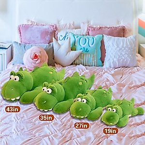 Kuxiber Dinosaur Stuffed Animal Plush Toy,Giant Dinosaurs Cute Soft Toys Doll, Big Dino Fluffy Plushy Fat Plushie Plush Pillow,Gifts for Kids Girl Boys (Green,19 inch)