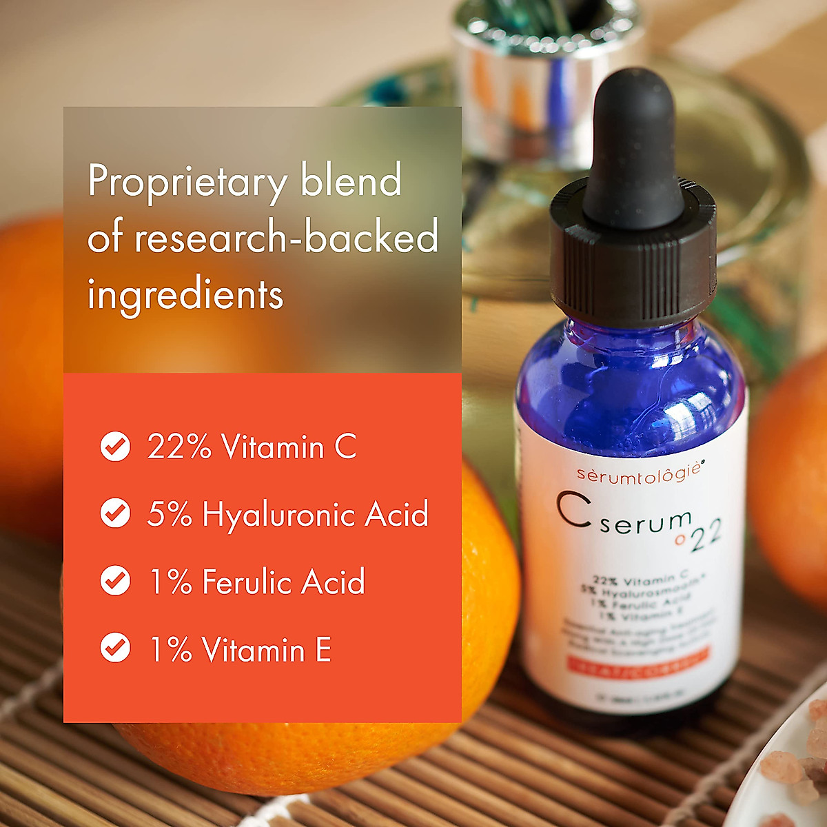 serumtologie C Serum 22 – Pure Vitamin C Serum for Face with Hyaluronic Acid & Ferulic Acid | Potent Anti-Aging Serum for Dark Spots, Fine Lines and Wrinkles | Brightening Serum - 1.15 Fl Oz