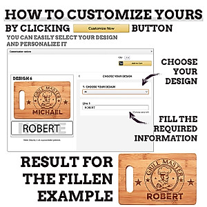 Gifts for Dad - Dad Grilling Gifts, Personalized Dad Cutting Board - Custom Gifts for Dad, Husband - Grill Master Series, 12 Designs - 6" x 9" - Dad Gifts from Wife, Daughter - Bamboo Handle